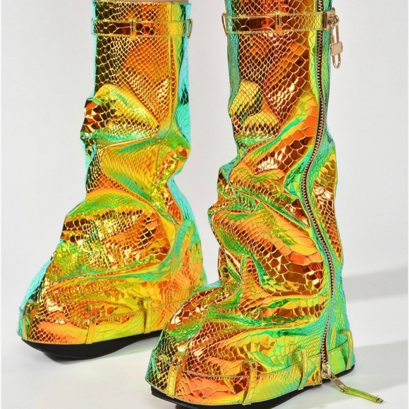 Shoes | Iridescent Slouch Boots | Poshmark